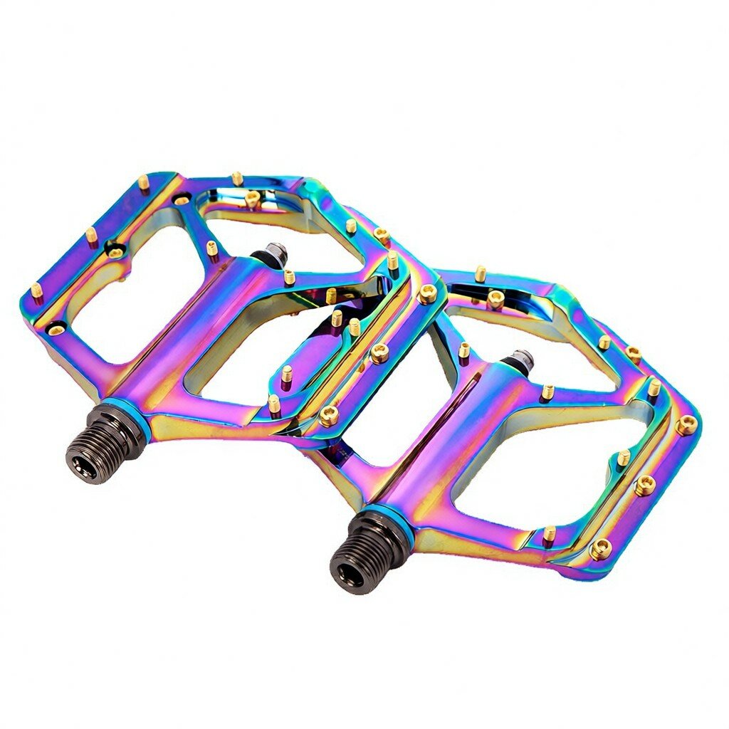 Педали для велосипеда, цветные педали для шоссейного велосипеда, антискользящие алюминиевые педали для горного велосипеда, размер 122*106мм, вес около 323г, комплект 1 пара педалей