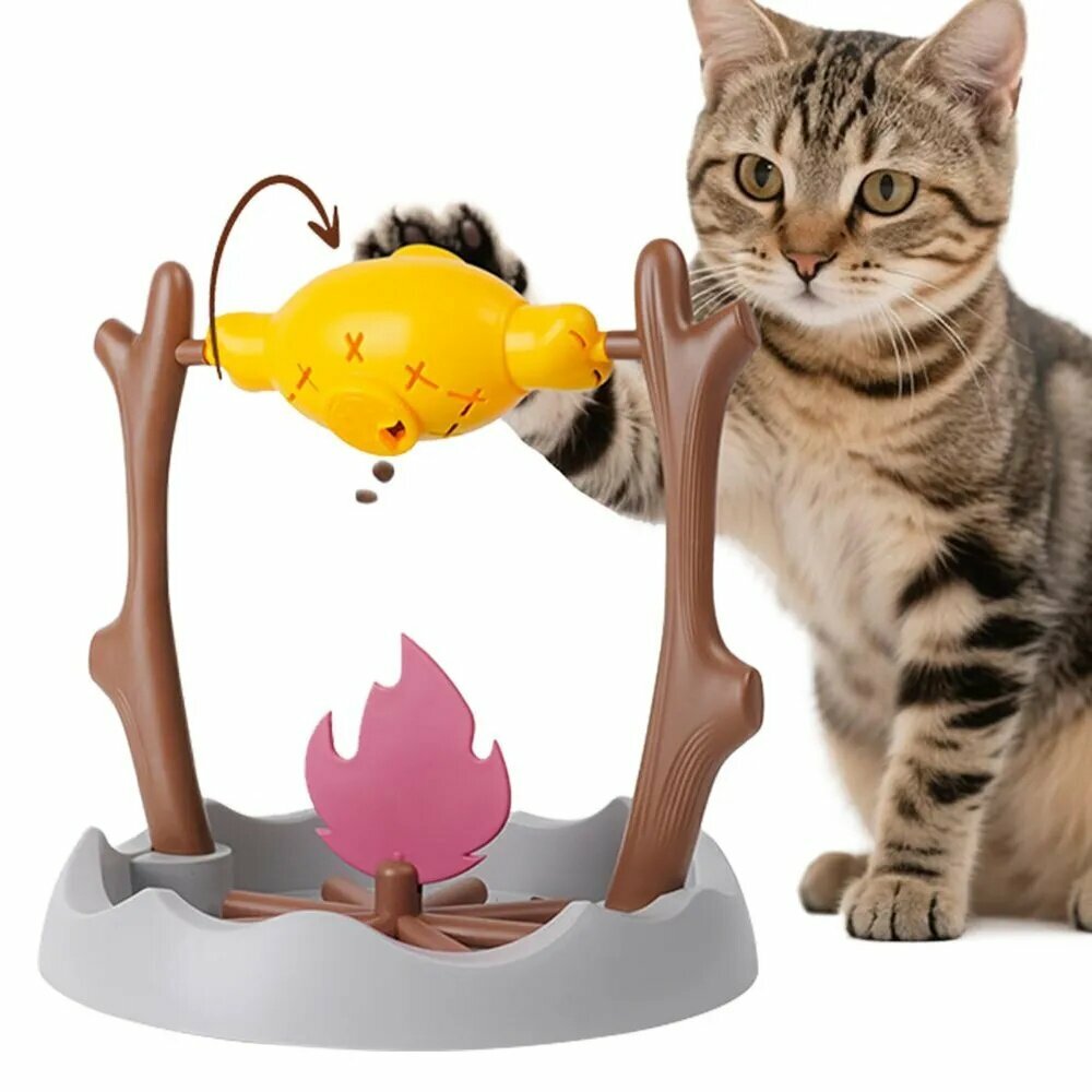 Игрушка-дозатор для кошек в виде куриной ножки с регулируемыми отверстиями и возможностью вращения