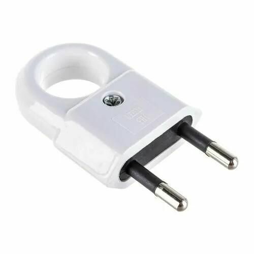 Вилка сетевая Tdm electric без заземления, 10 А, 250 В, с кольцом, белая