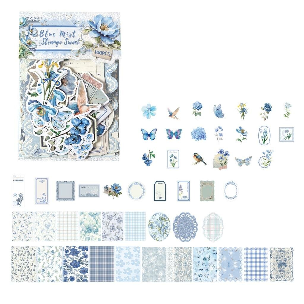 Набор наклеек с цветами для скрапбукинга, Синий