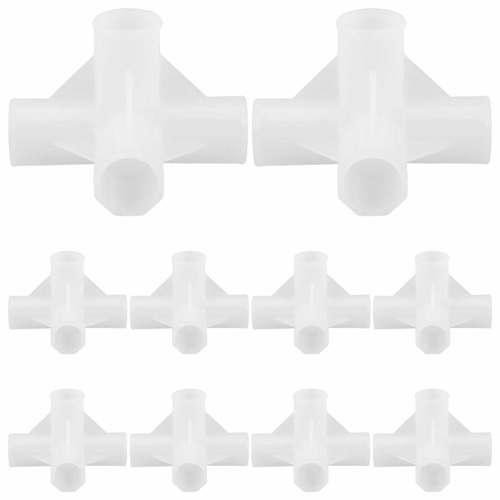 Белый 4-ходовой пластиковый соединитель штанги для гардероба и обувницы, 10 шт-