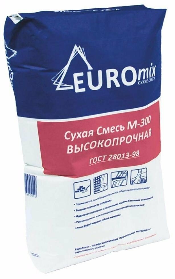 Смесь пескобетон М300 40кг Евромикс ГОСТ Для наружных и внутренних работ