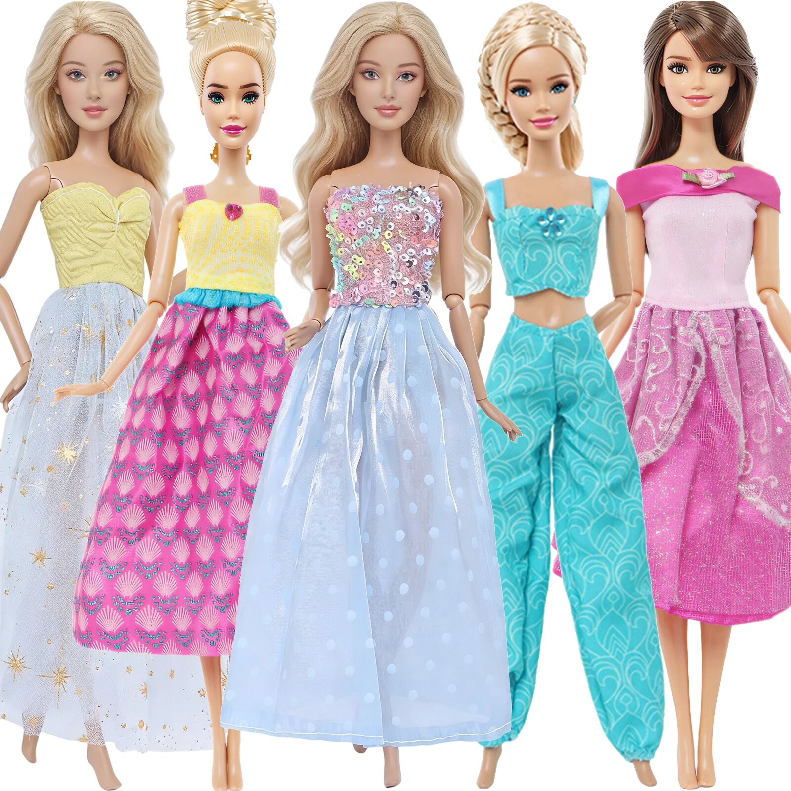 BJDBUS Набор одежды для кукол 1/6 (30 см), 5 шт, разноцветный Style U