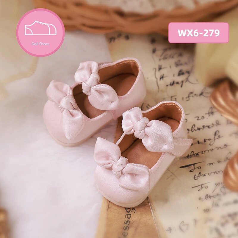 Аксессуары для кукол Oueneifs ботиночки с бабочкой 1/6 Бежевый, WX6-279 Pink