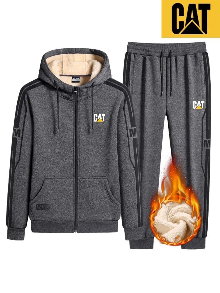 Комплект одежды Caterpillar Спортивный костюм с капюшоном из флиса- утепленный, оверсайз, большой размер, для осени и зимы, size 44-64