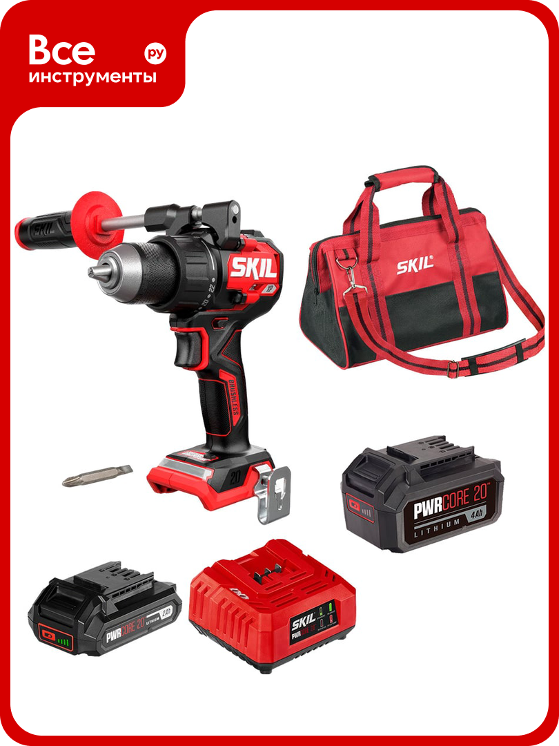 Аккумуляторная дрель-шуруповерт SKIL DL6270, 130 Нм, профессиональный инструмент с двумя аккумуляторами и зарядным