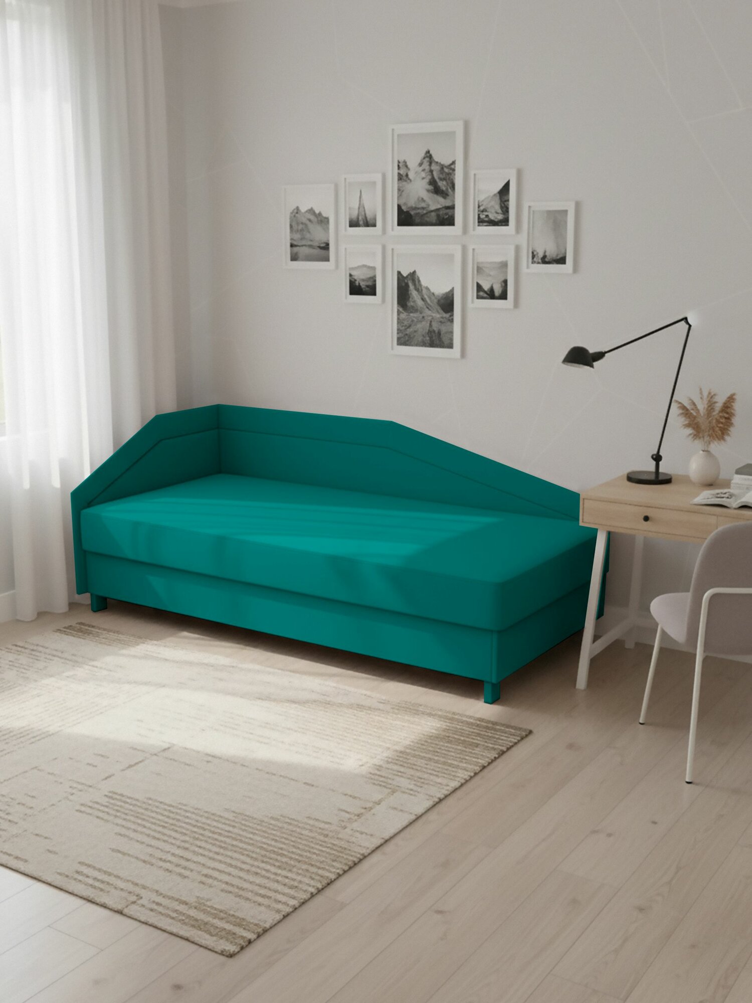 Тахта Стандарт Слева фокус- мебельная фабрика 95х200х71 см изумрудный