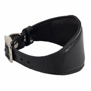 Ошейник с расширением из овечьей кожи ("селедка"), обх. шеи. 26-32см, черный