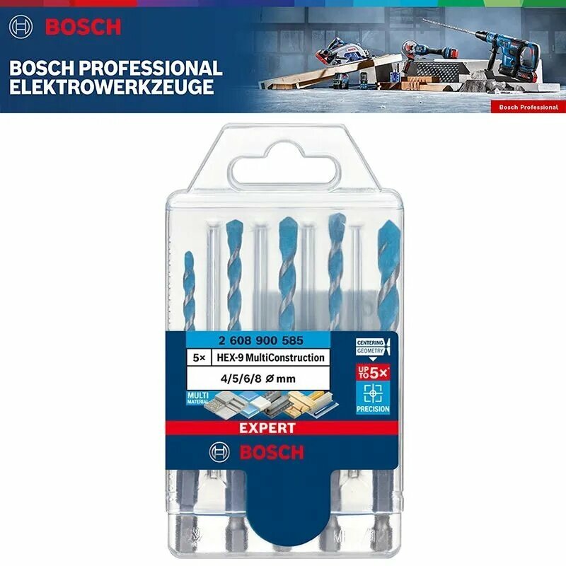 Сверла Bosch EXPERT серии HEX-9 с универсальной геометрией центрирования