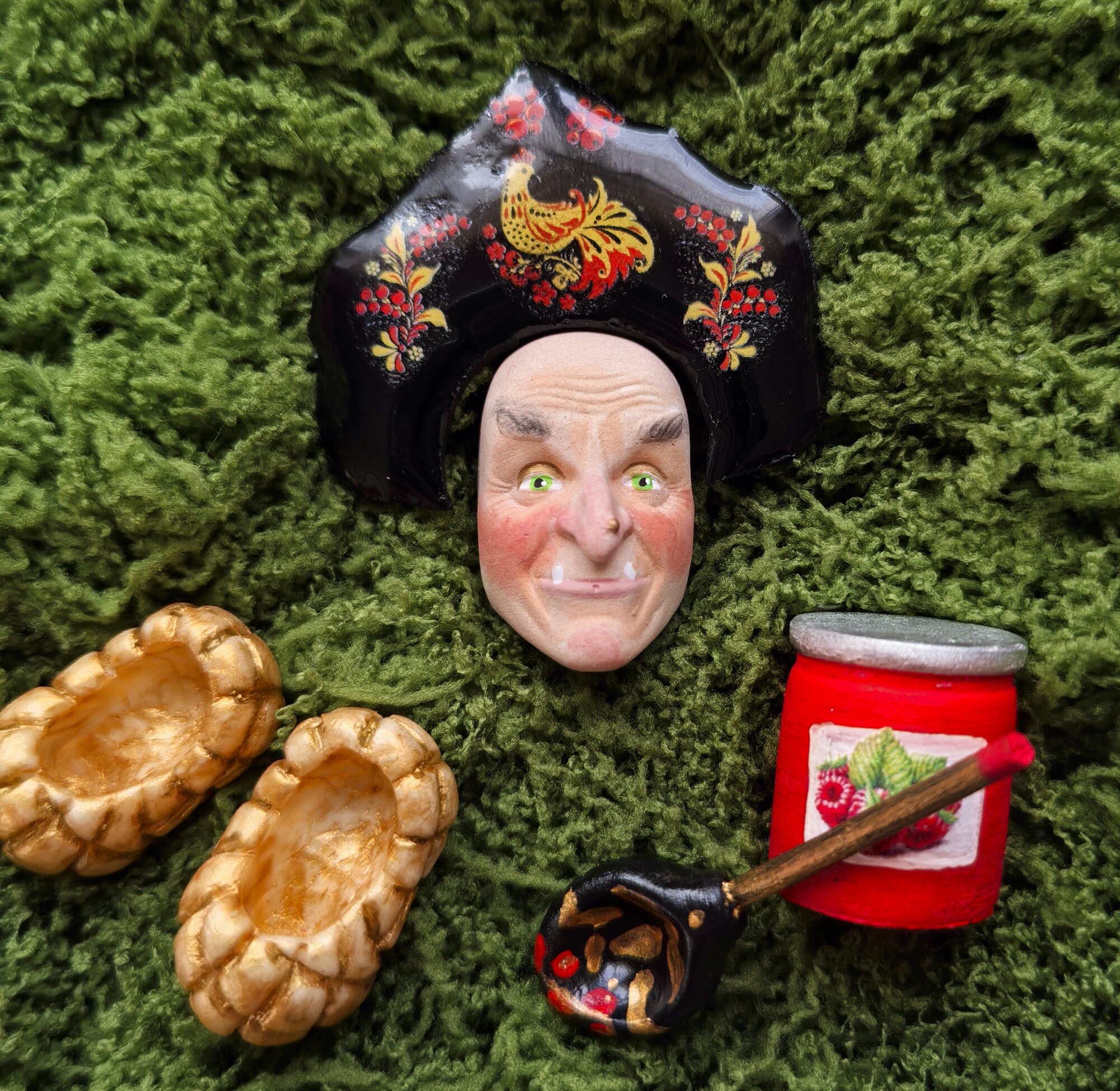 Набор миниатюр для ватной игрушки "Яга-сладкоежка" ручной работы