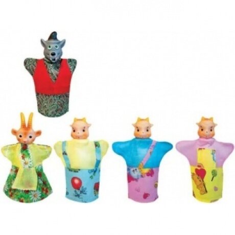 Кукольный театр "Козлята и волк" 5 персонажей в пакете Русский стиль 11090