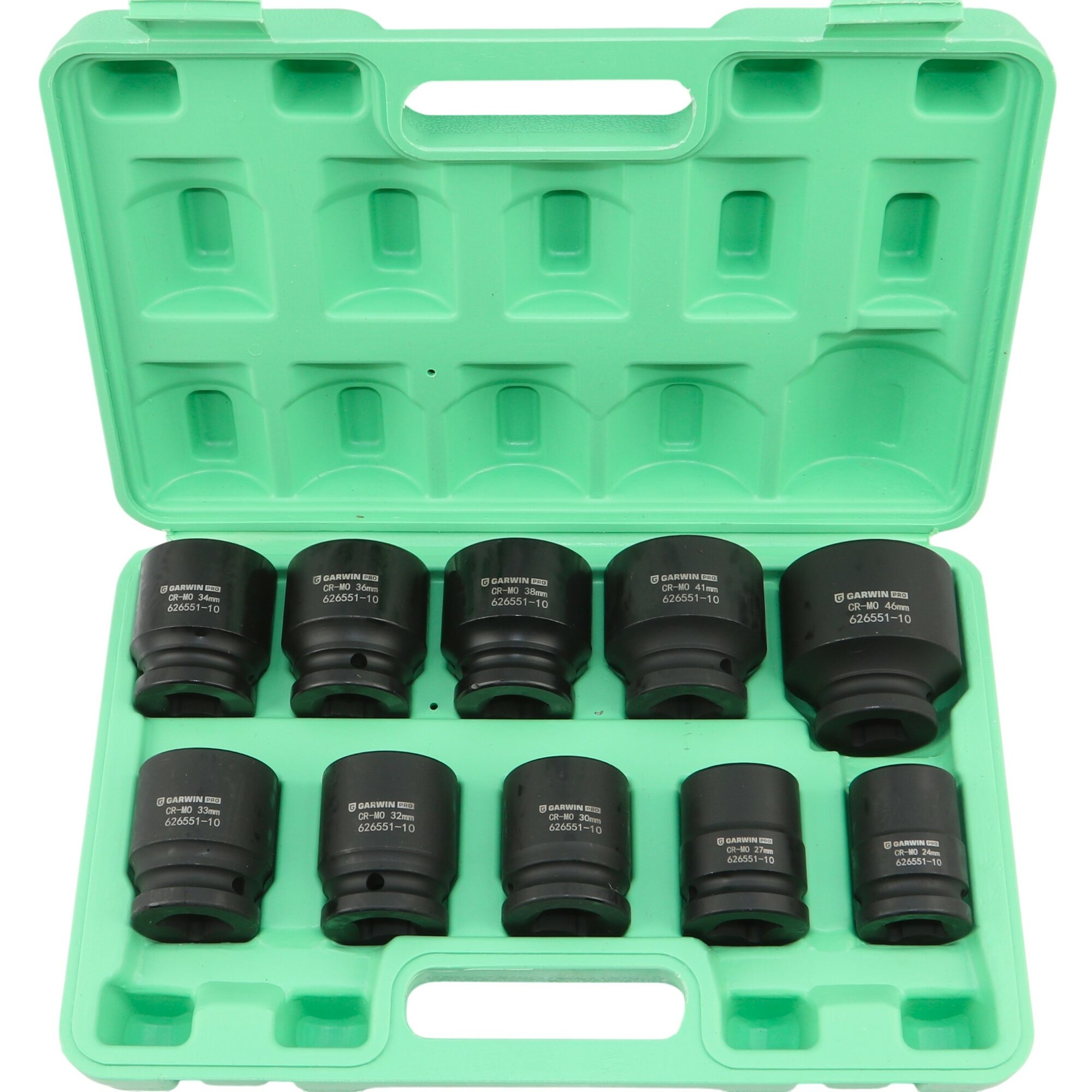GARWIN PRO 626551-10 Набор ударных головок 3/4", 56 мм, 10 пр, 24-46 мм