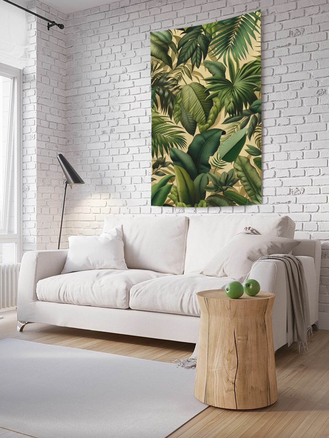 Фотопанно на стену вертикальный из ткани постер 100х150 "Экзотические листья", JoyArty