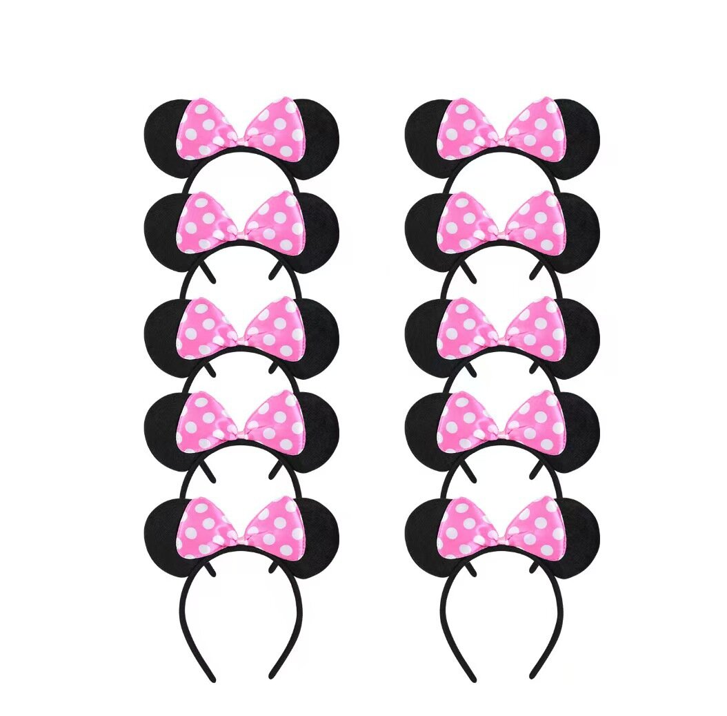 Набор детских повязок на голову с Микки Маусом для девочек, милые повязки с Микки и Минни, черный бант, головные уборы для выступлений