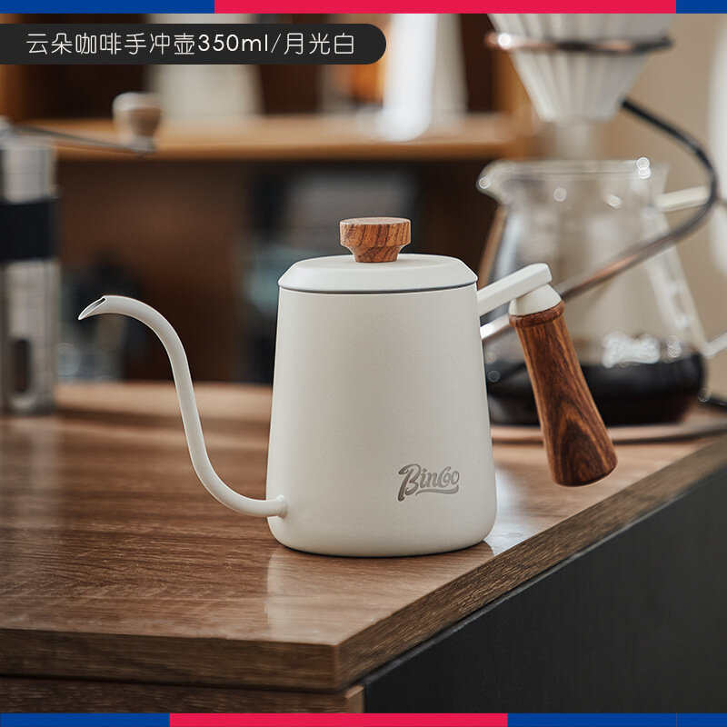 ⭐Набор для кофе Bincoo Pour Over с деревянной ручкой, бытовой ручной кофемолкой из нержавеющей стали, полный набор инструментов для пуровера с длинным носиком⭐