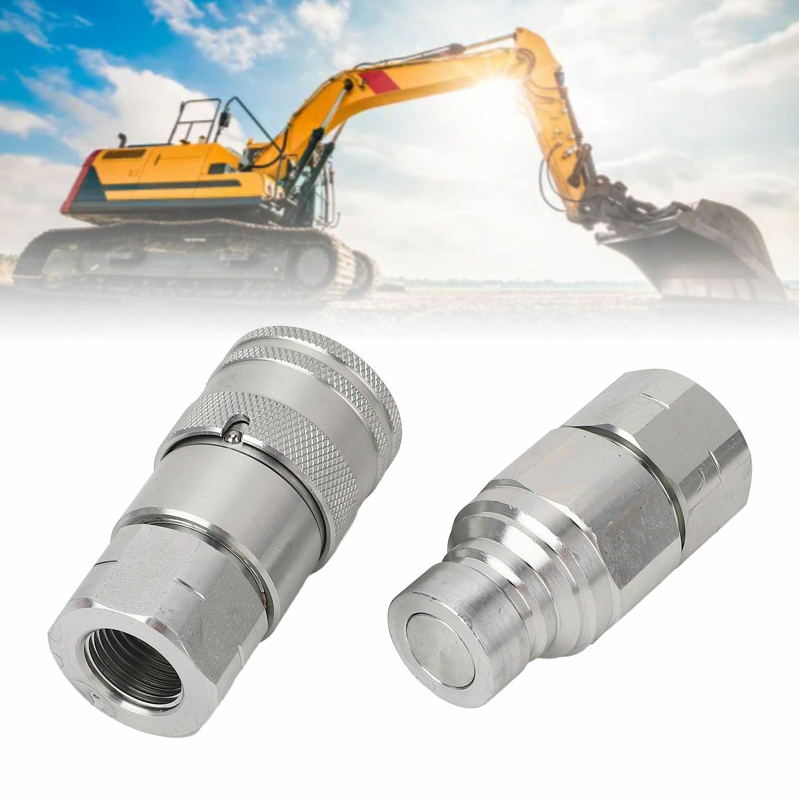 2 плоских быстросъемных гидравлических соединения с пылезащитной крышкой, резьба NPT 1/2 дюйма, подходят для самосвальных погрузчиков