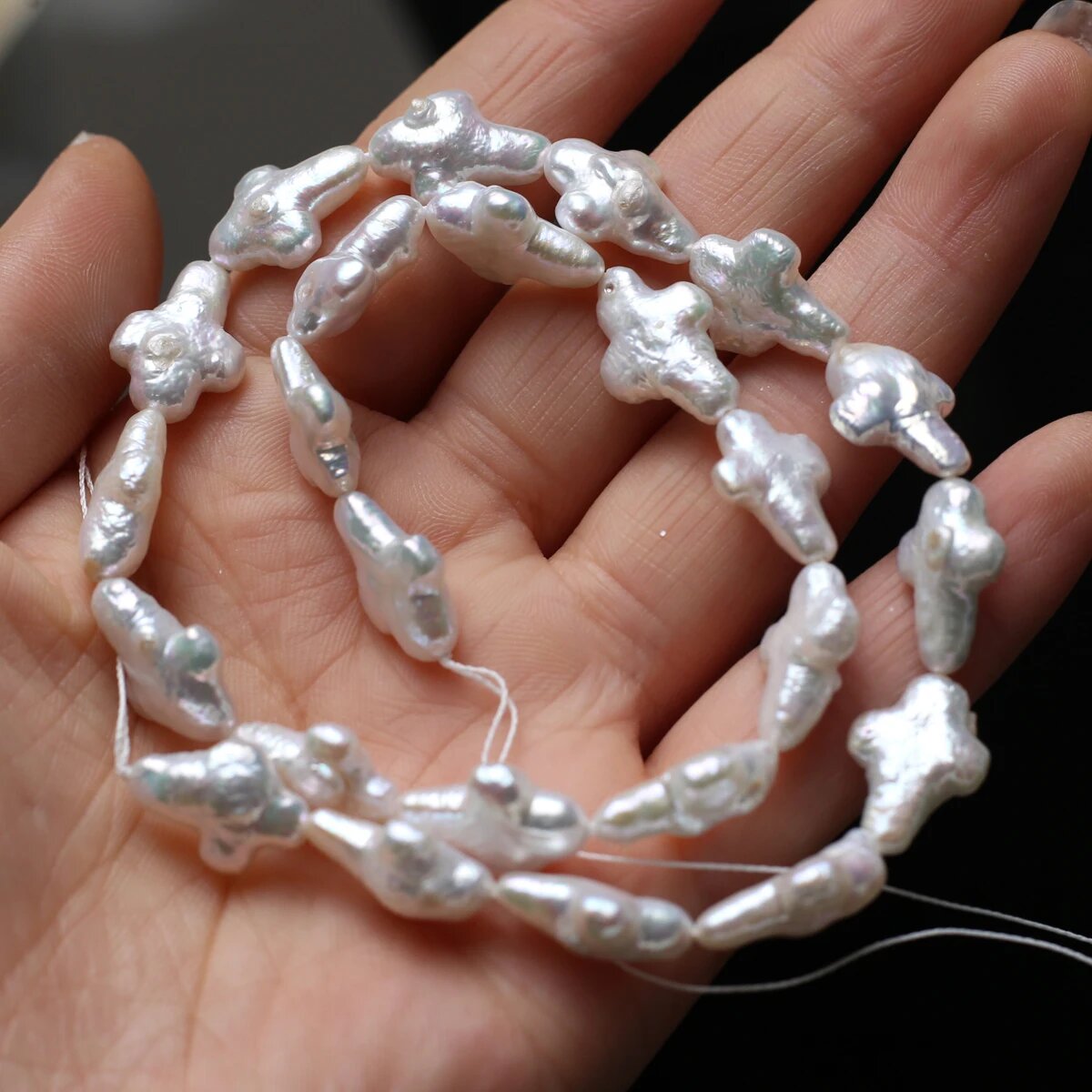 Натуральный пресноводный жемчуг 12x16 мм, жемчужные бусины в форме креста для изготовления ювелирных изделий, аксессуары для ожерелья, браслета «сделай сам»