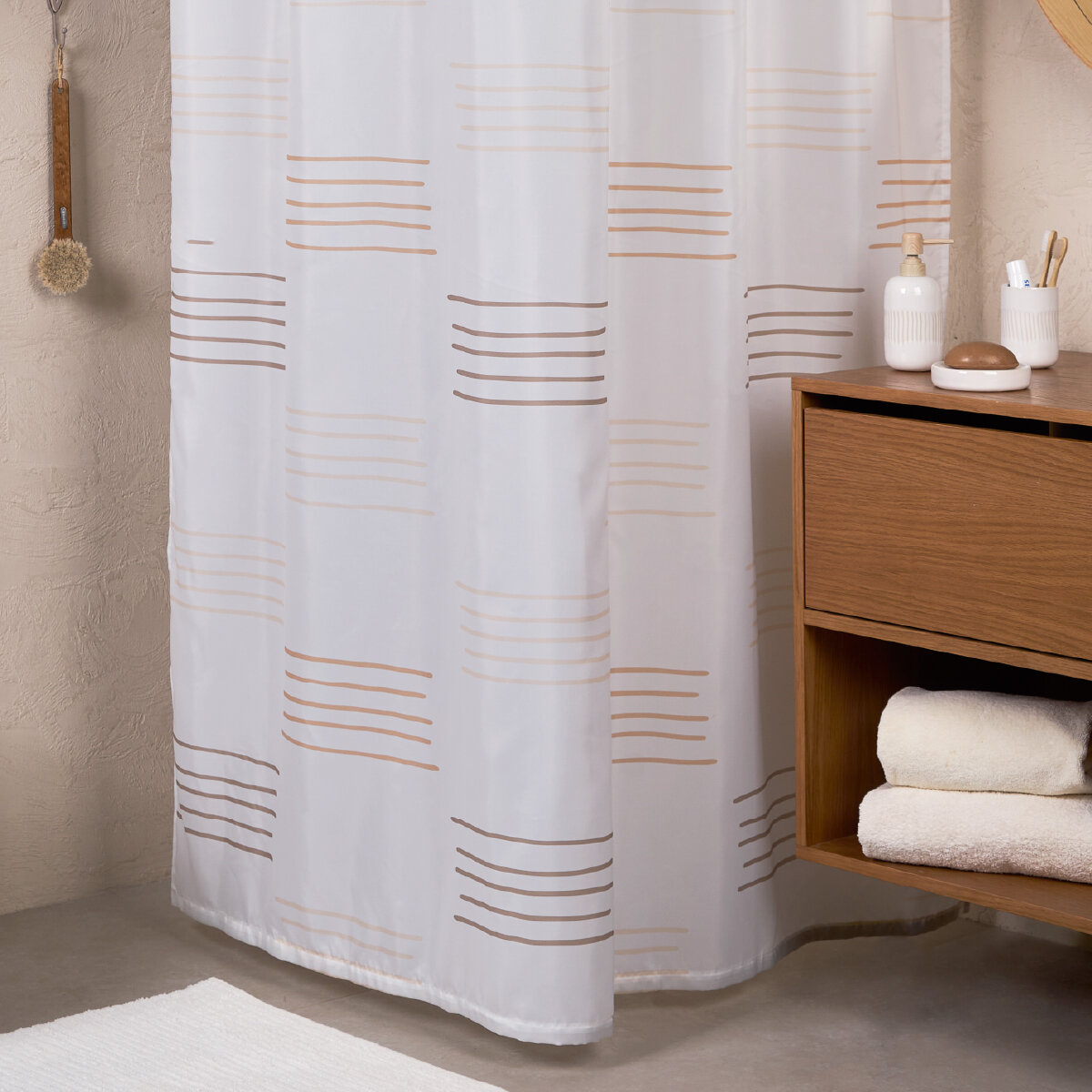 Штора для ванной тканевая 180 х 200 см Nebeskvit, цвет Белый