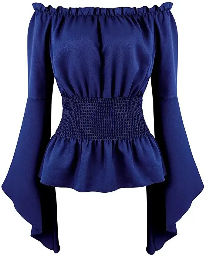 Пиратская блузка Hengzhifeng Темно-синий, 6XL, H-6530-Dark Blue