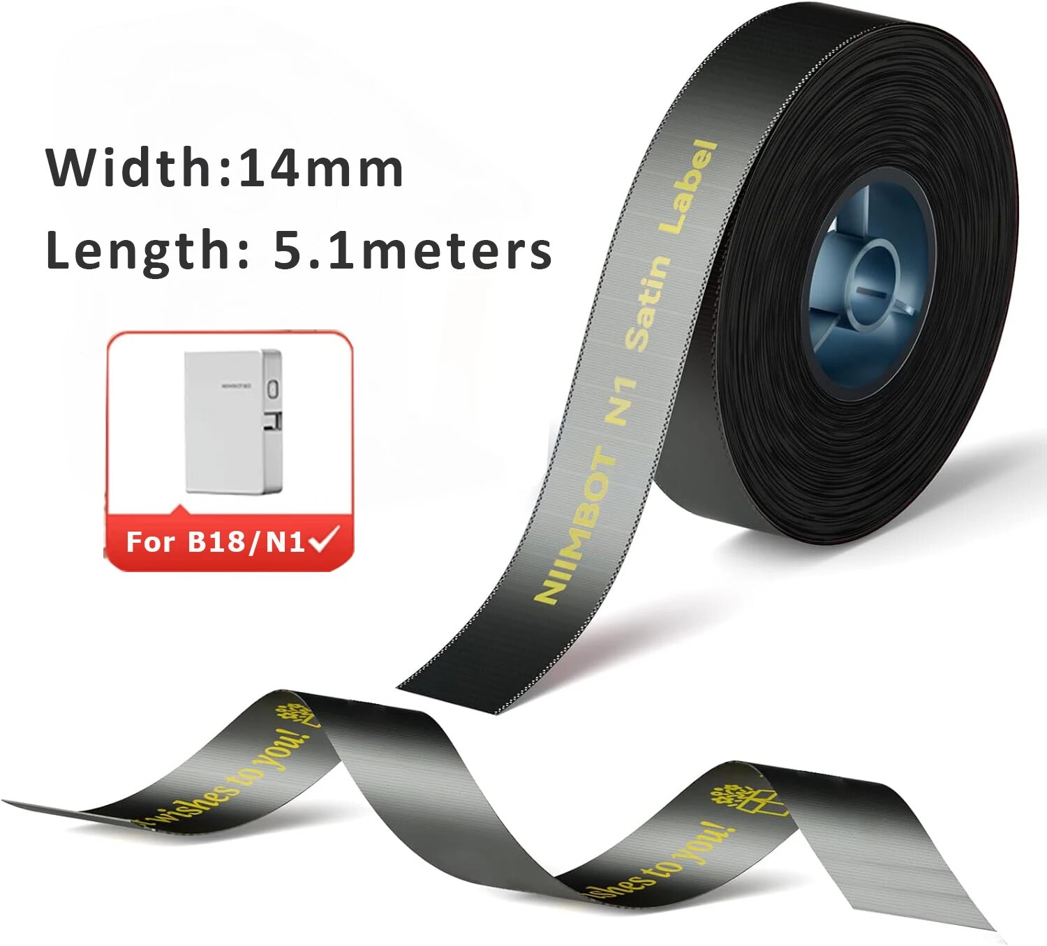 Лента для этикеток NIIMBOT N1/B18 black satin