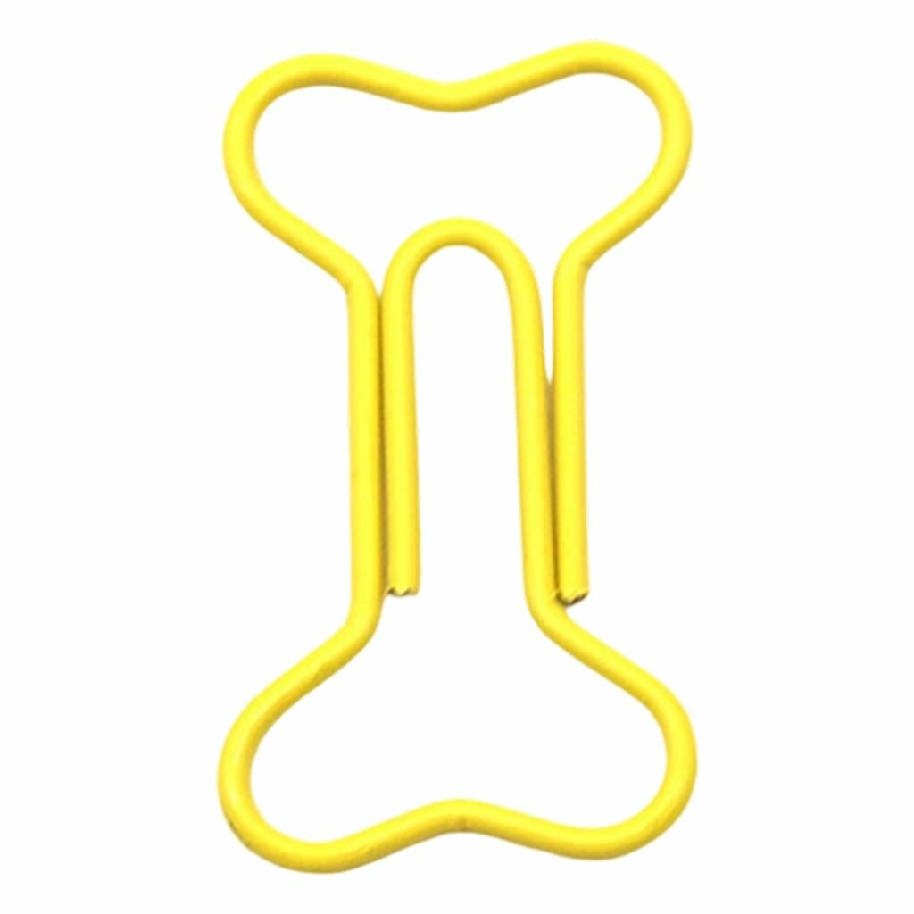 1 набор из 100 металлических скрепок в форме кости, скрепки специальной формы-желтый
