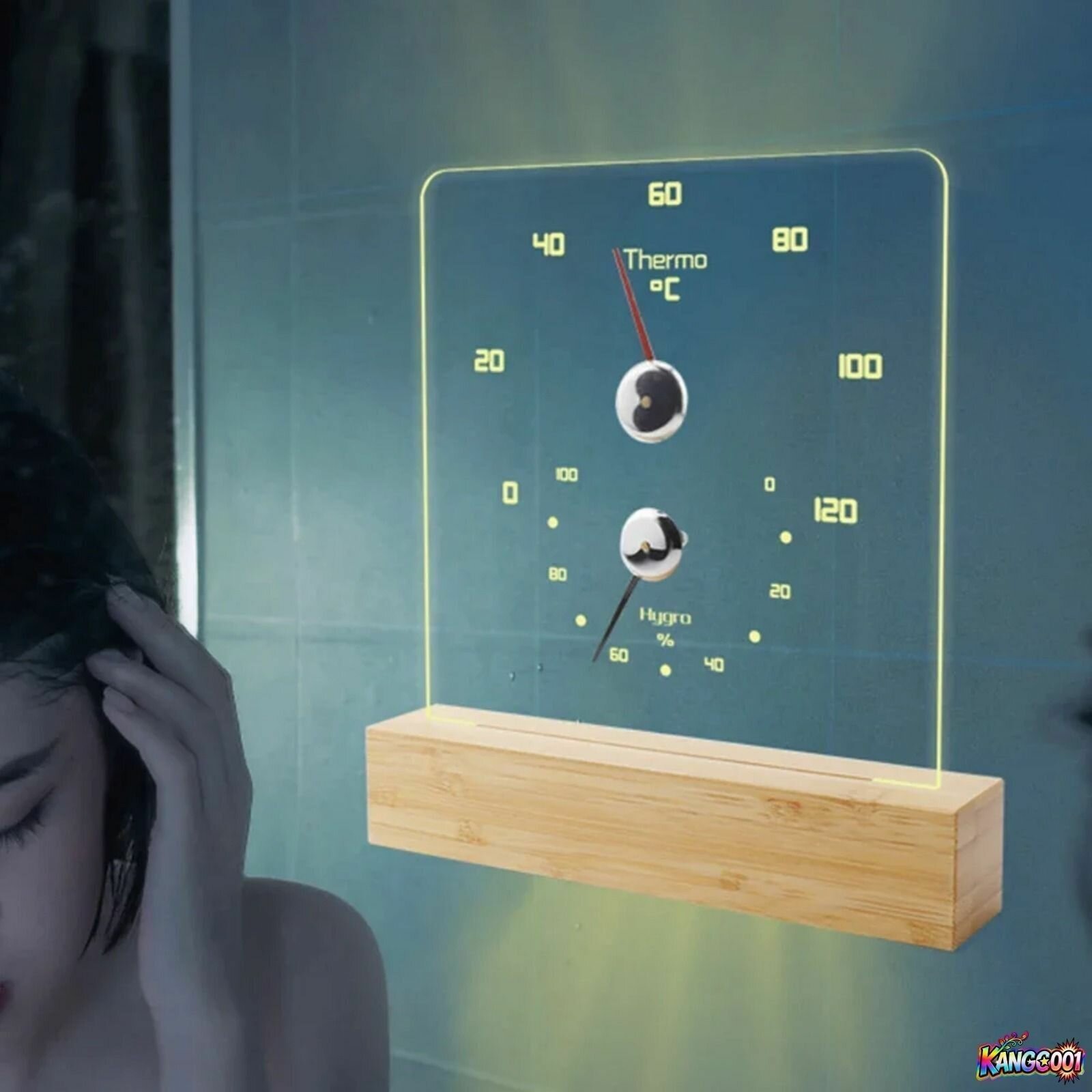 Механический термогигрометр для бани с подсветкой