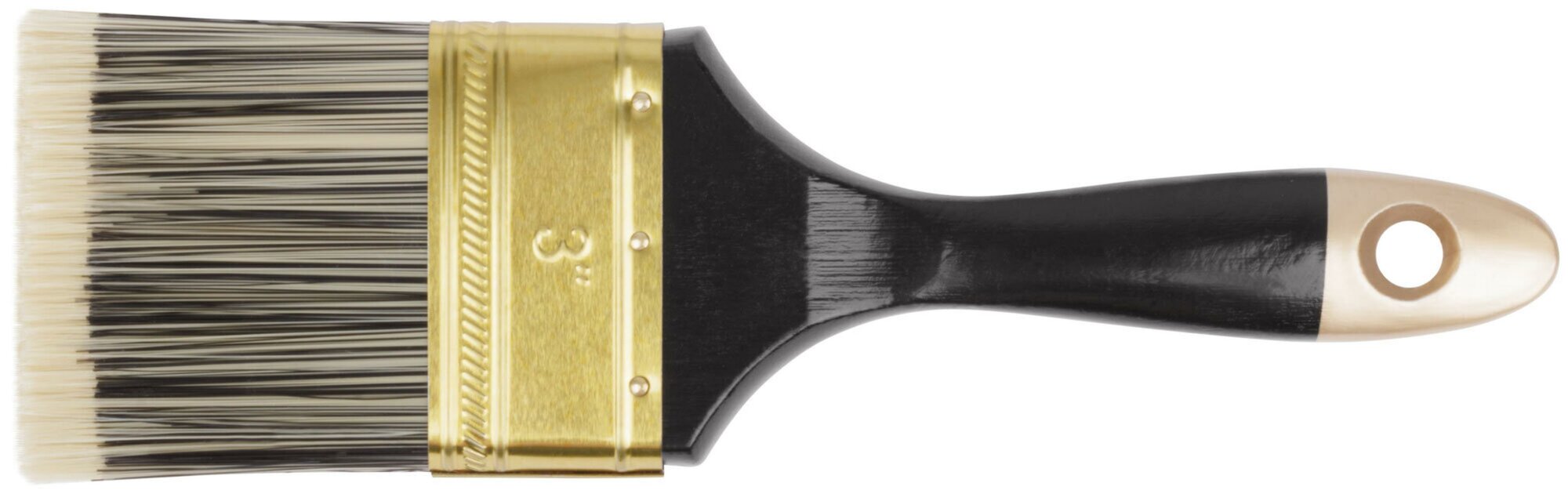 Кисть флейцевая "Стайл", искусственная черно-белая щетина, деревянная ручка 3" (75 мм)