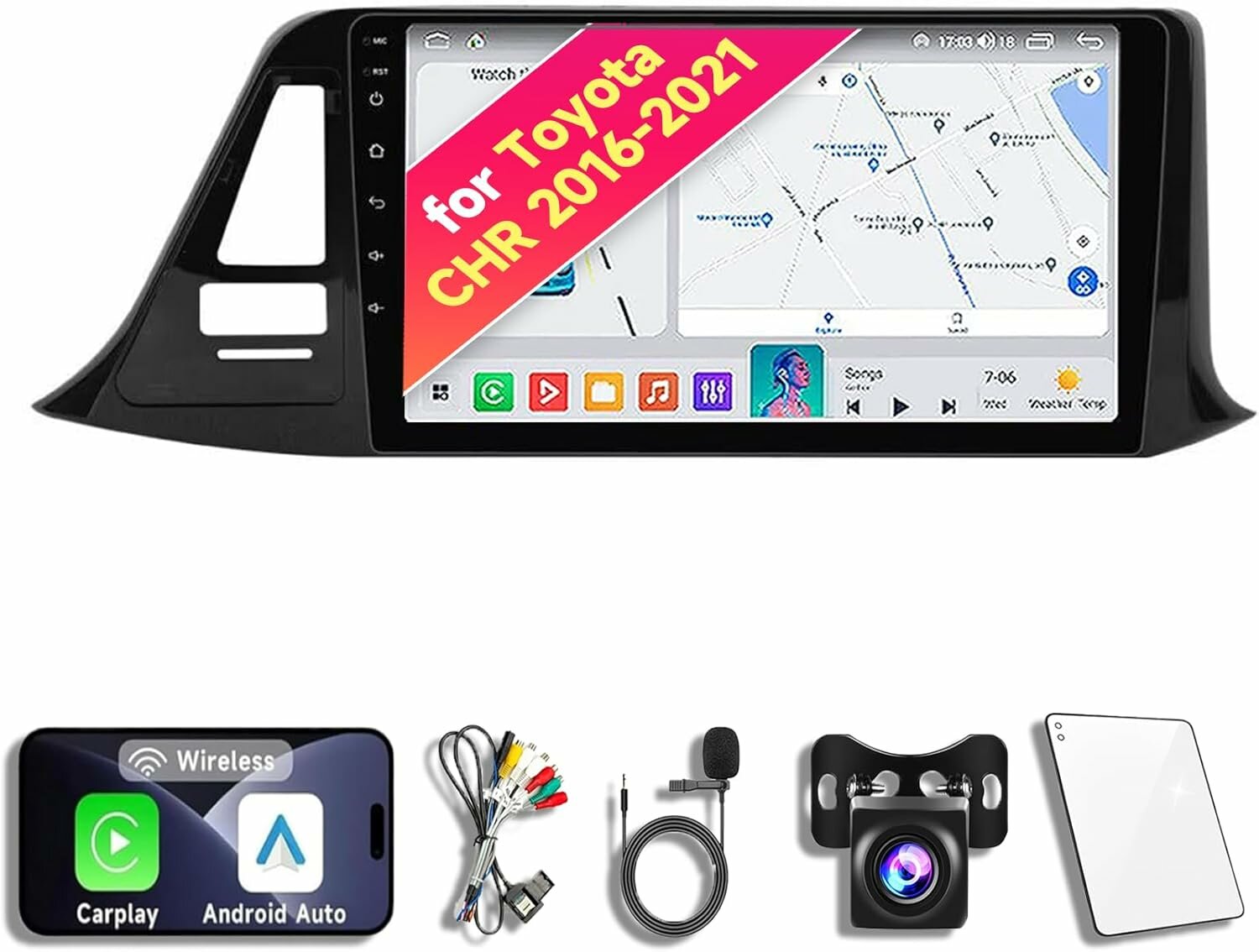 Автомобильная стереосистема Android 14 для Toyota CHR с правым рулем 2016–2021 гг, головное устройство с 9-дюймовым