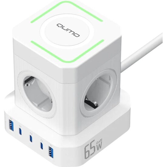 Сетевой фильтр Qumo Power Block System PD + Fast Wireless SFU2PD (P-0010) 4 розетки белый