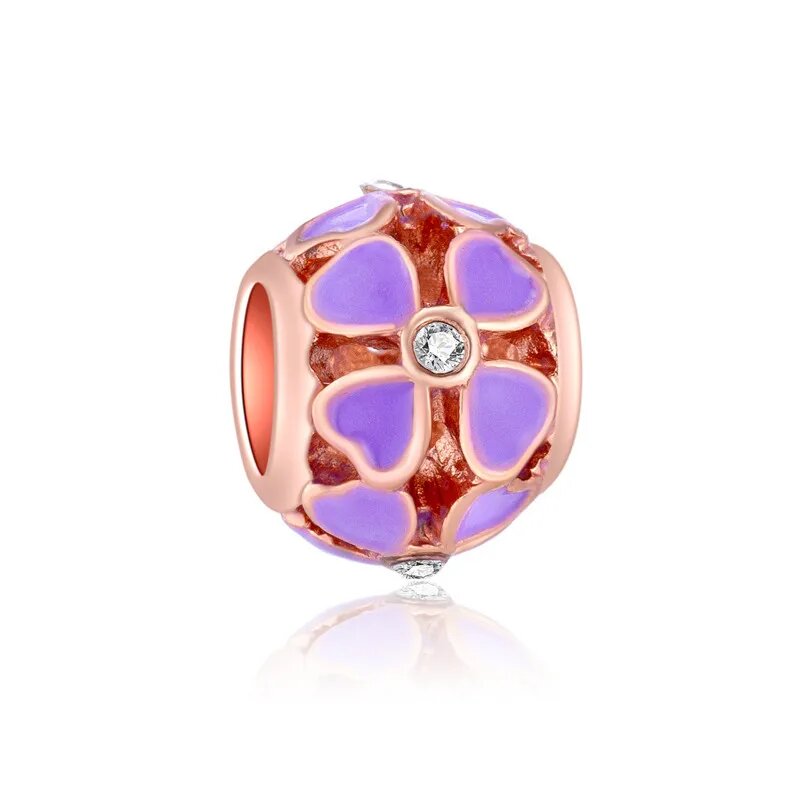 Розовые золотые шармы с кристаллами Розовый, as picture