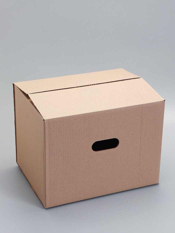 Коробка складная, бурая, для упаковки, хранения и переезда, с ручками, 40×30×30 см