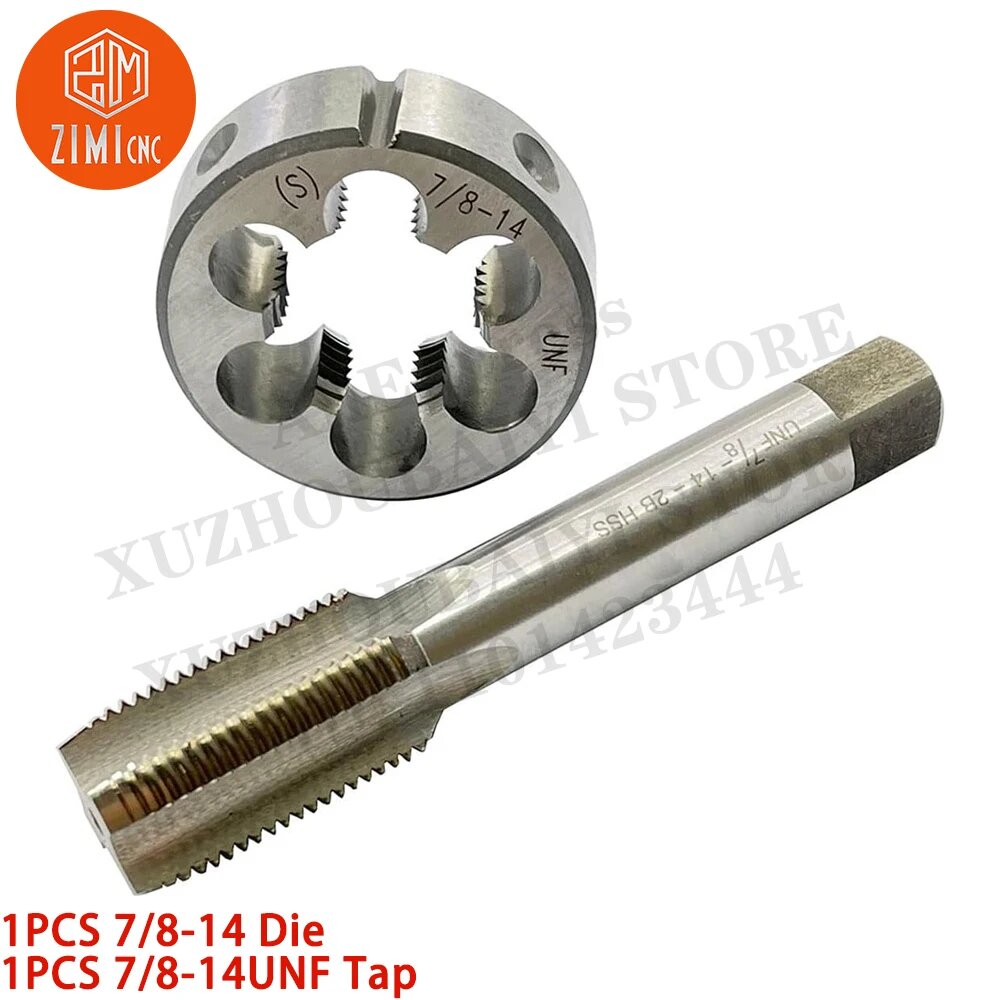 1 шт. 7/8-14 штамп 1 шт. 7/8-14UNF Нажмите HSS. Установите станок UNF. Резьбовой метчик круглый Резьбовая плашка для правой руки инструмент с ЧПУ токарный станок по металлу режущие инструменты