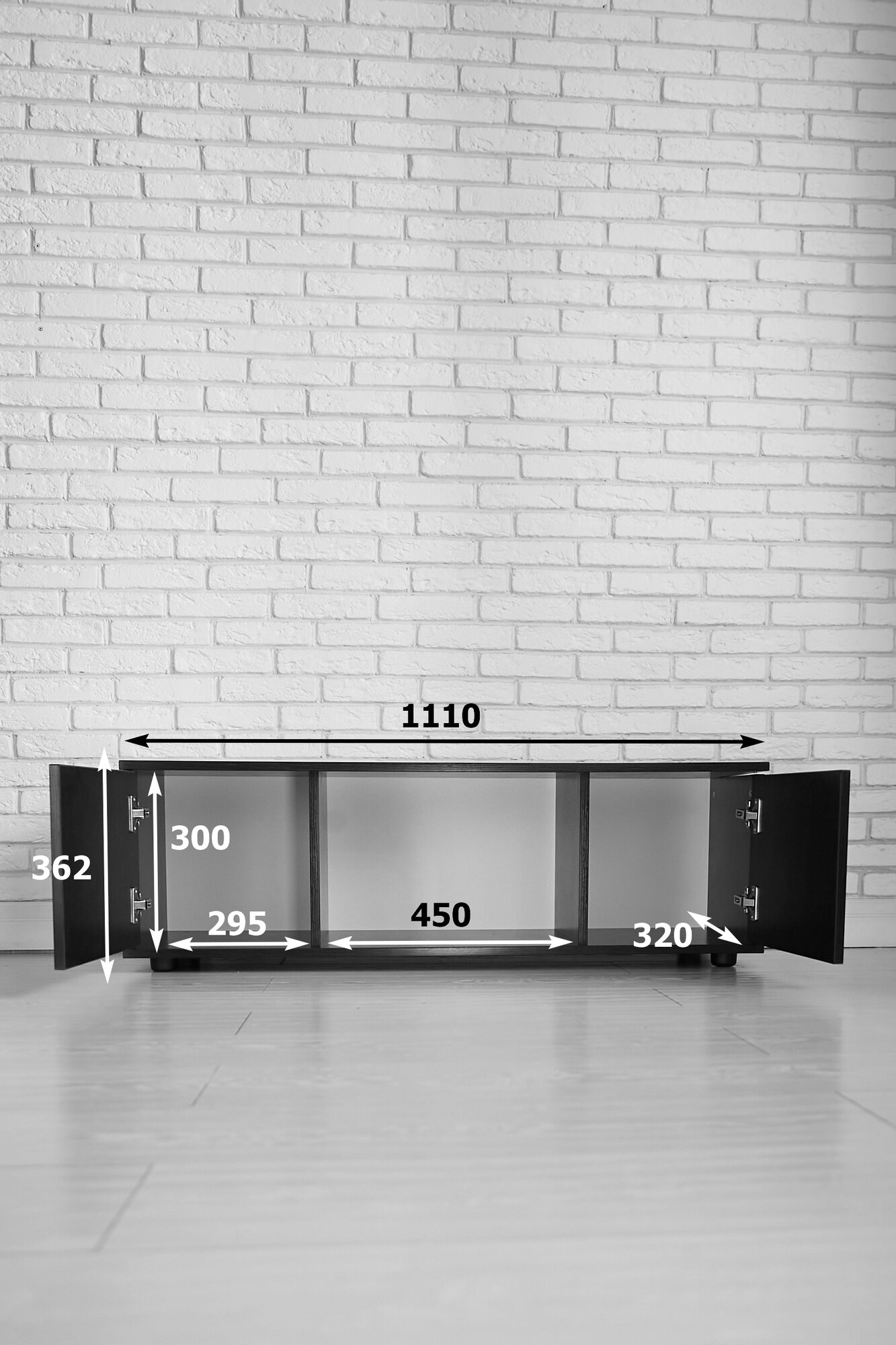 Тумба для ТВ КОмодный ДОМ, дуб вотан, ЛДСП, регулируемые ножки, 111x36x34 см — фото 1