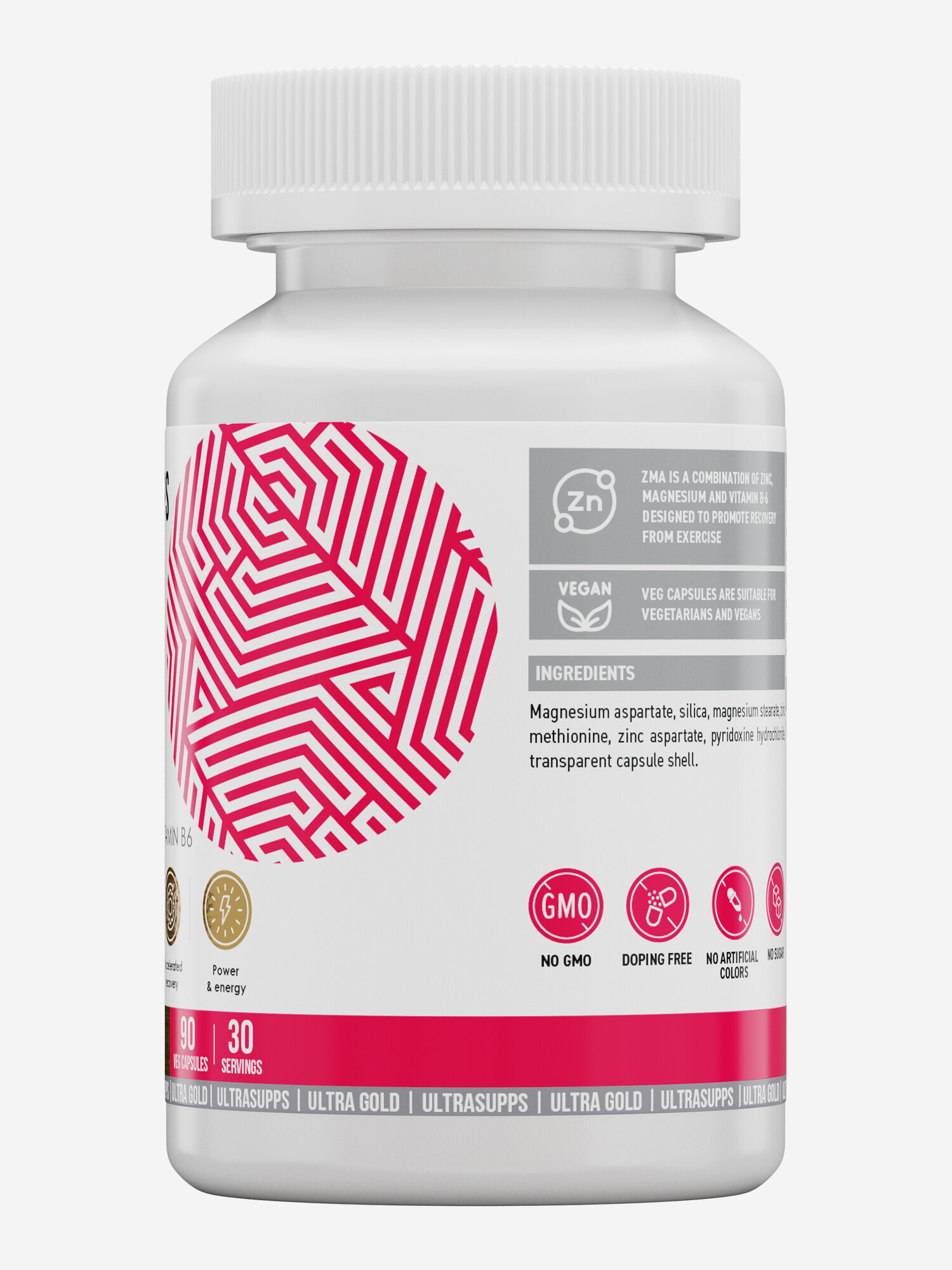 Спортивное питание UltraSupps "Ultra Gold ZMA", 90 капсул, цинк, магний, витамин В6