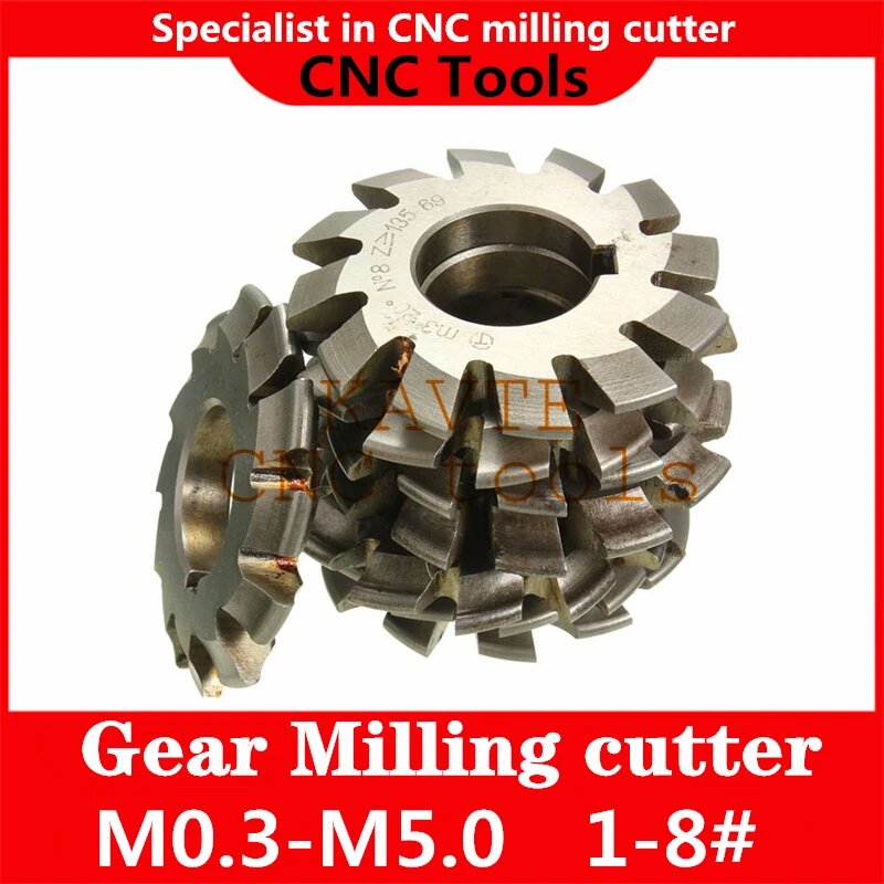 Фрезы шестерен KAVTECNC M0.3-M5.0, M1.25, 1-8#
