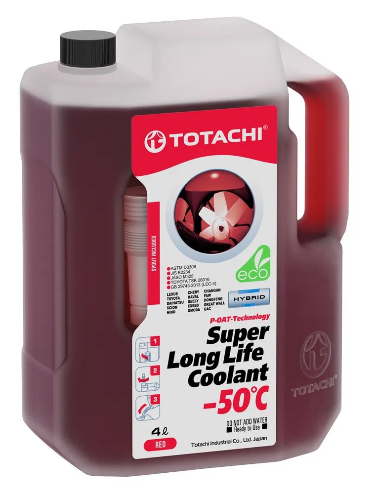 Антифриз Красный TOTACHI SLLC (-50C) 4 л лобридный P-OAT
