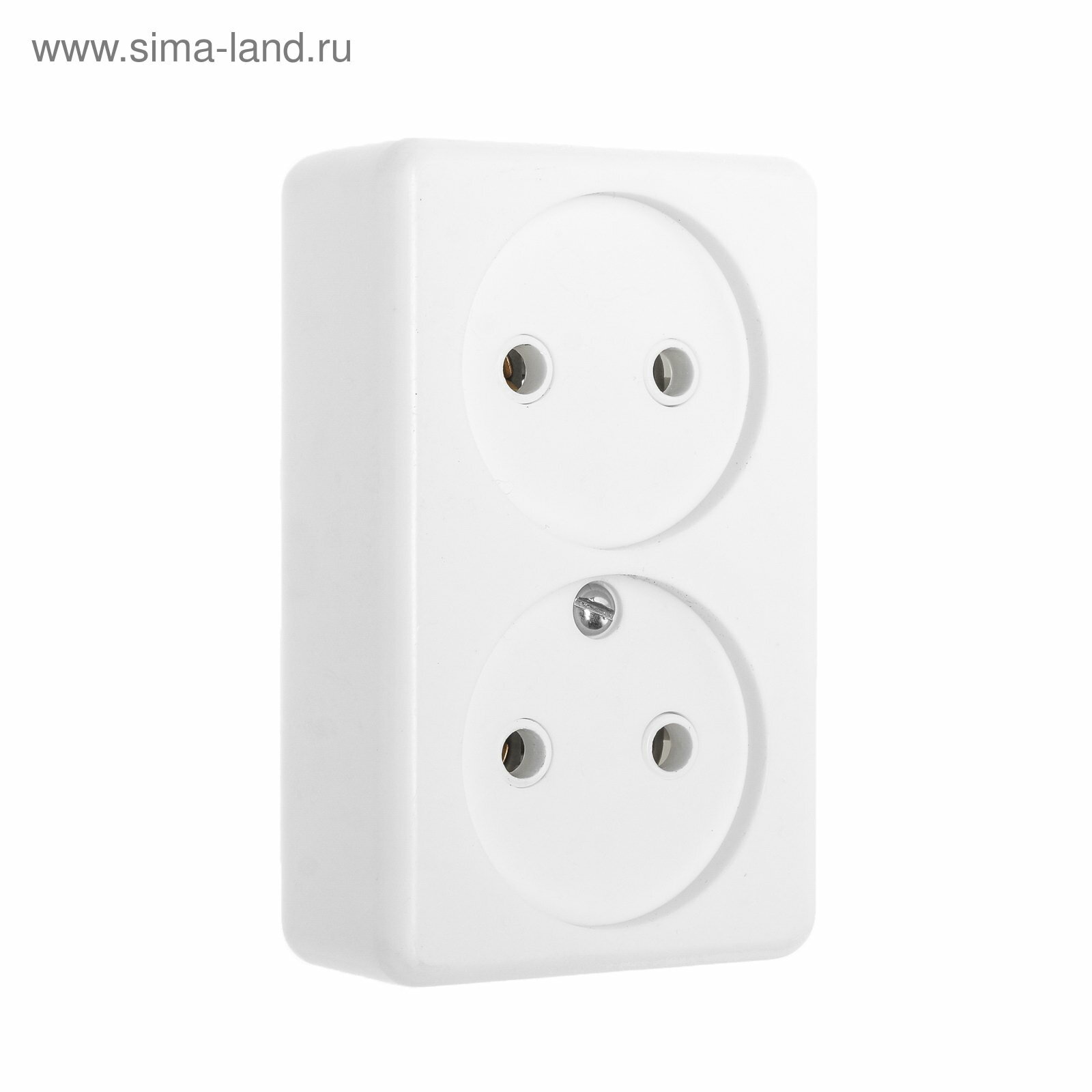 Розетка РА 16-009, 250 В, 16 А, открытая, двухместная, с монтажной панелью, белая, 2 шт.