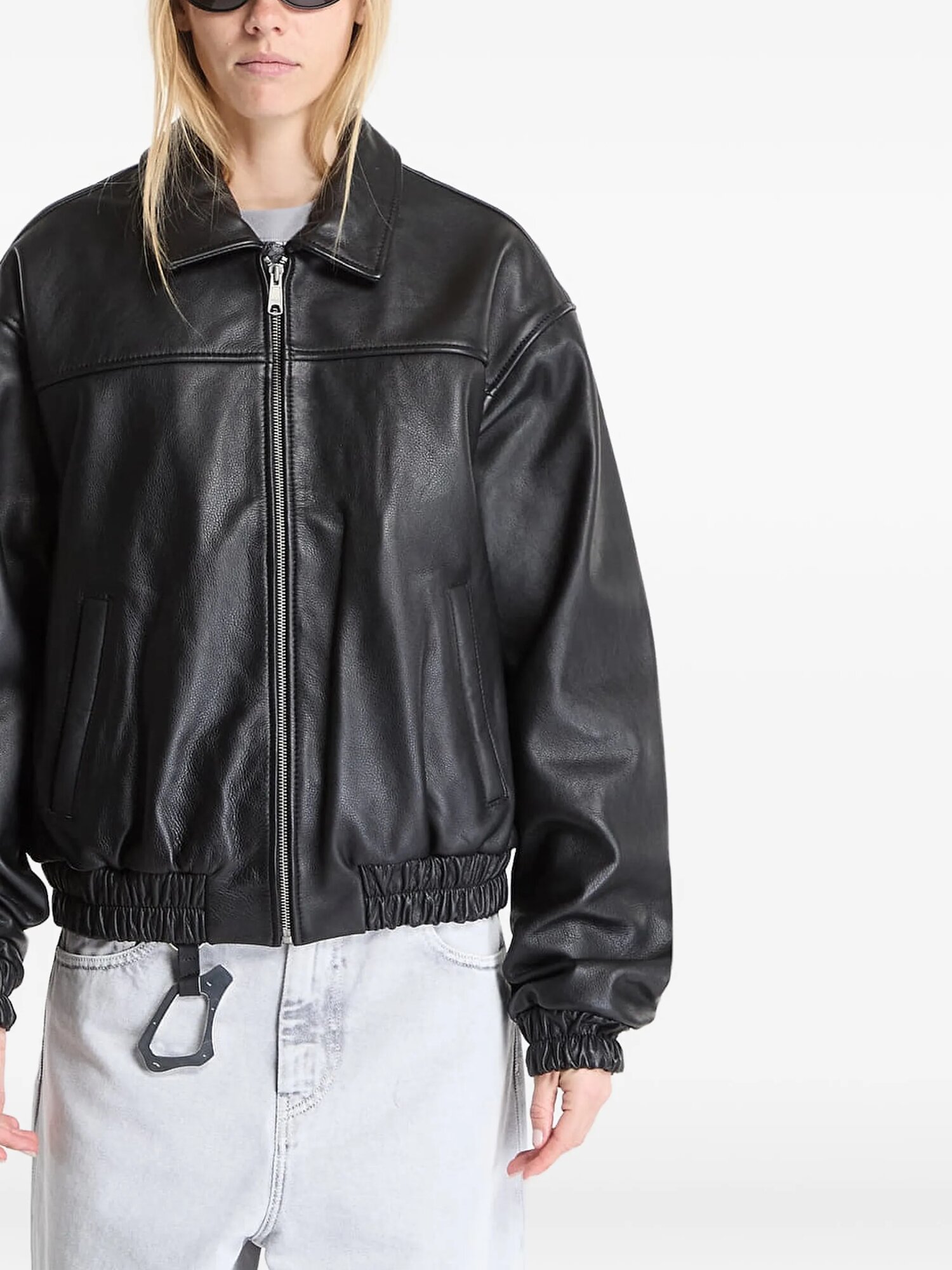 Куртка Patta Logo-patch leather bomber jacket, размер 48 — фото 1