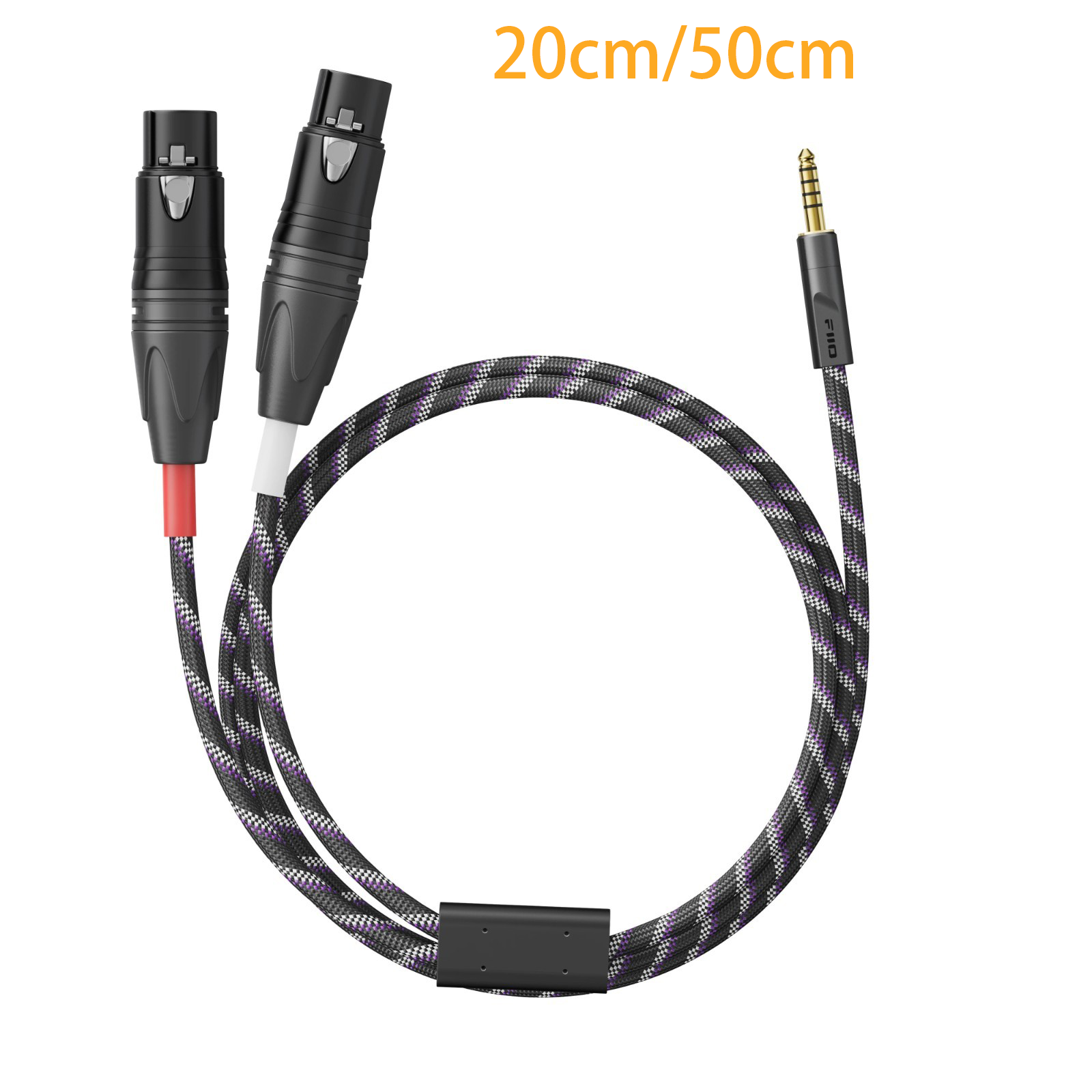Аудиокабель FiiO Trust 4.4 мм (мужской) на два женских XLR 3-pin, балансированный, штекер 4,4 мм, универсальный, ММ, фиолетовый, черный, фиолетовый/черный,