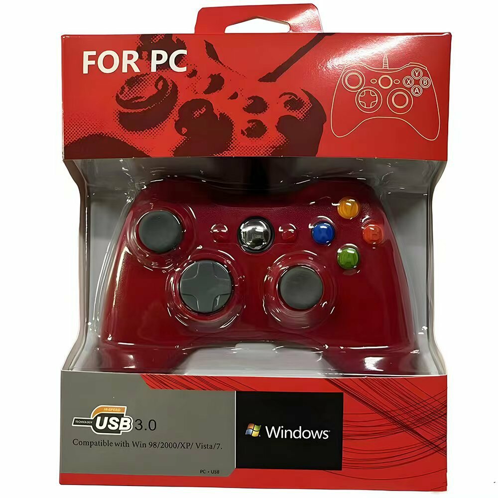 Беспроводной игровой контроллер X-360 для PS3, Android TV и ПК — красный (в коробке)