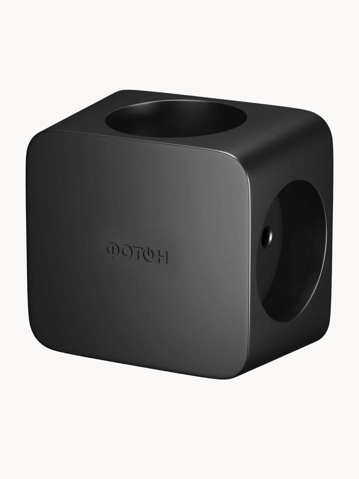 Разветвитель четверник куб фотон 16А, на 4 розетки черный 4000 Вт, 25410, это