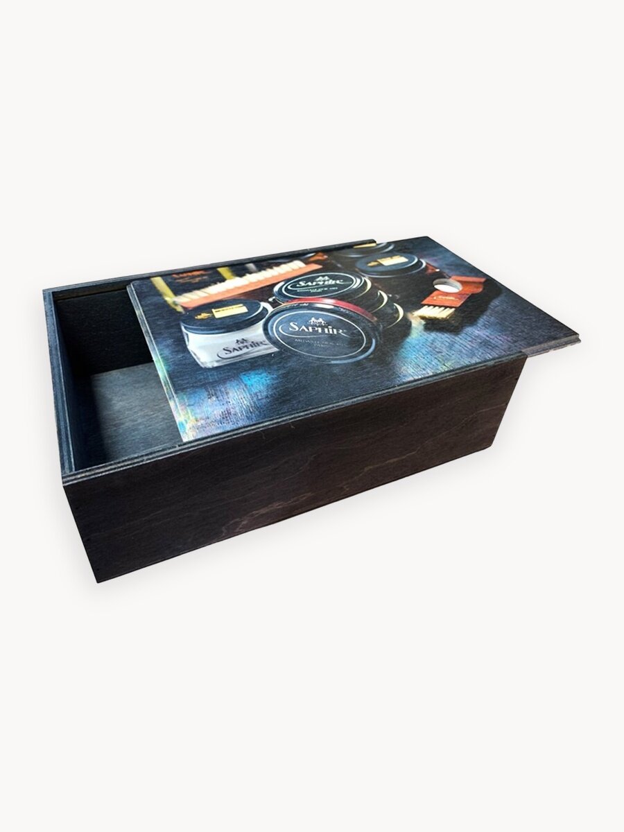 Короб для обувной косметики SALRUS, с крышкой, черный, дерево