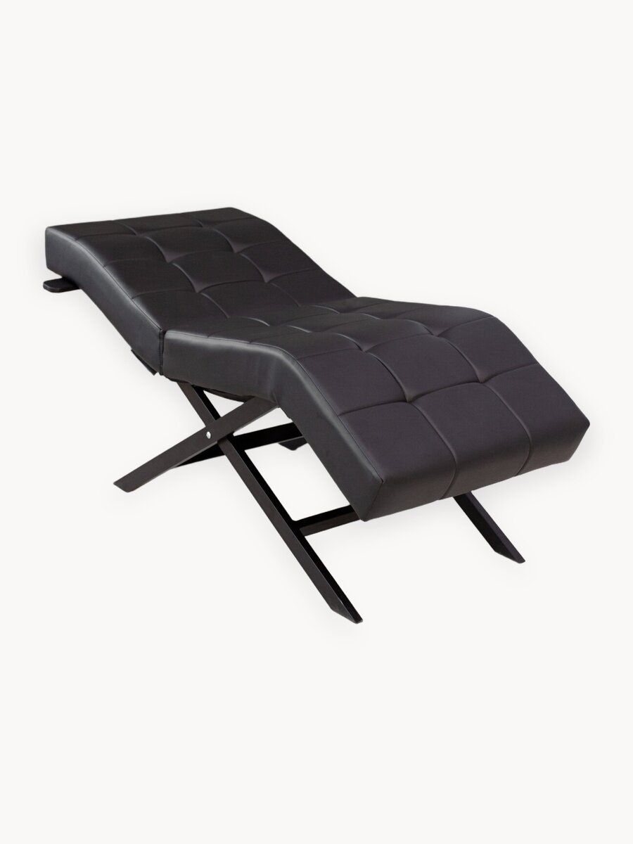 Массажная анатомическая кушетка для наращивания ресниц и cалона красоты с держателями для лампы экокожа Килини черный