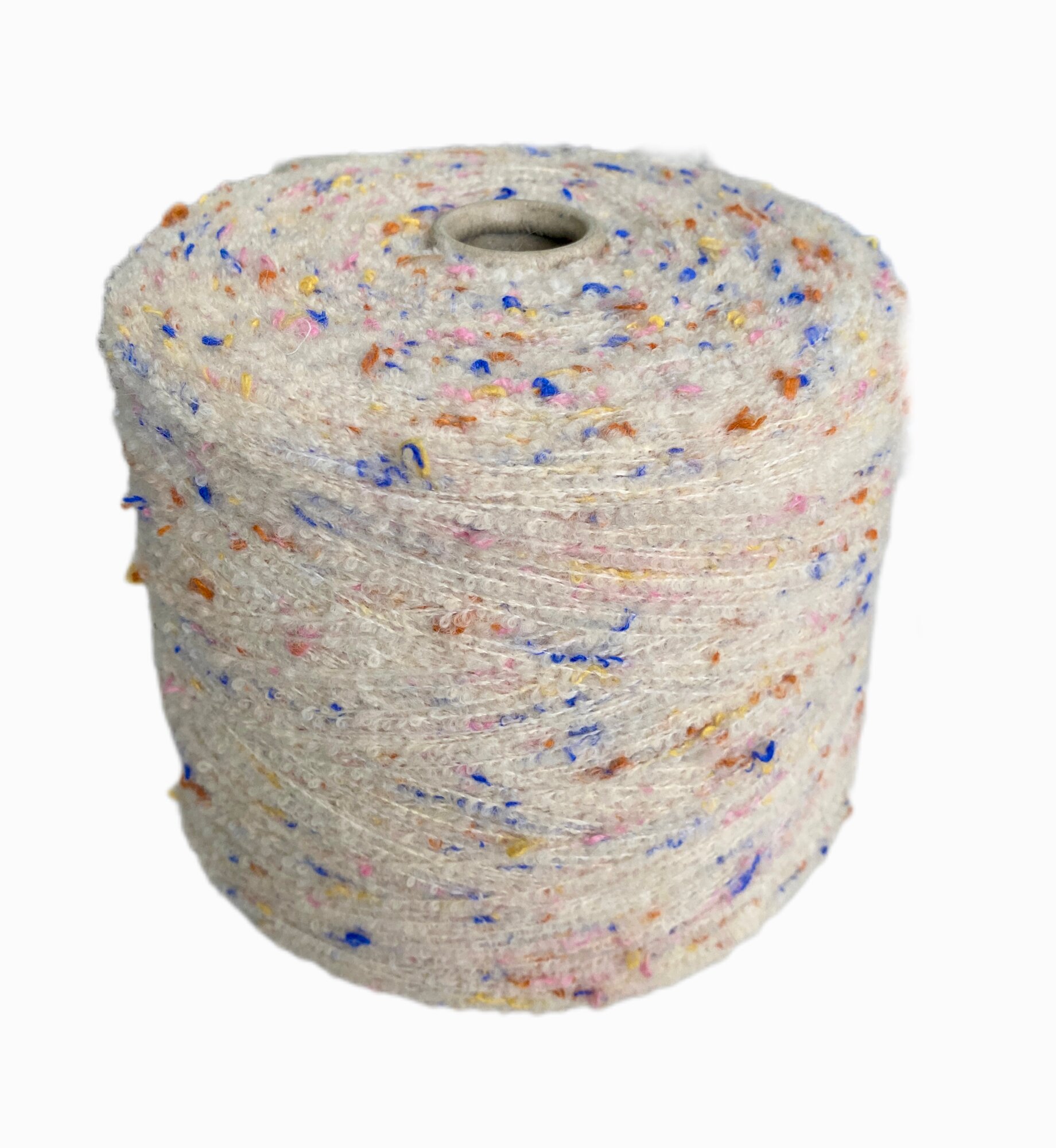 Пряжа бобинная, Италия, 400 г, 77% Меринос, 8% Вискоза, 15% П/А, Буклированная, твидовая 100г-450м