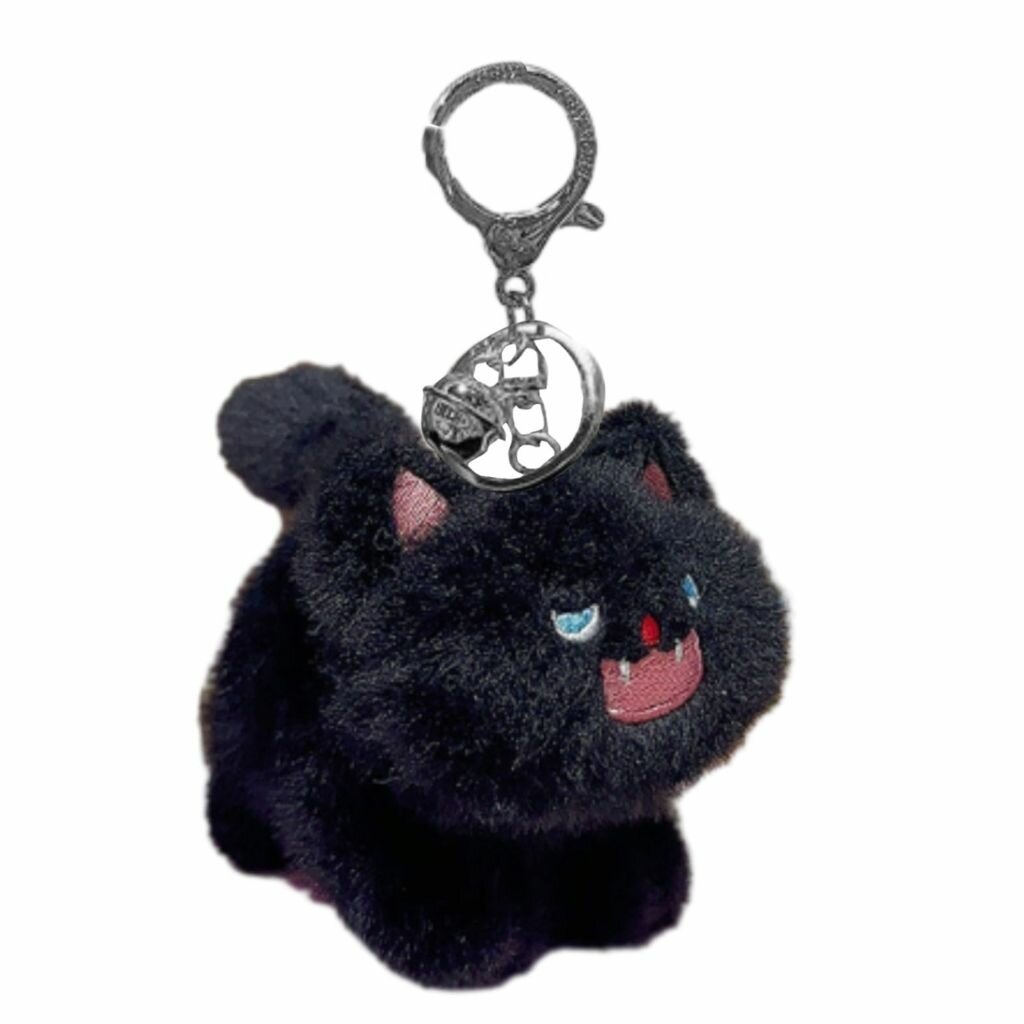 Плюшевая кукла-подвеска из жареного меха для маленькой домашней кошки-черная кошка с хвостом