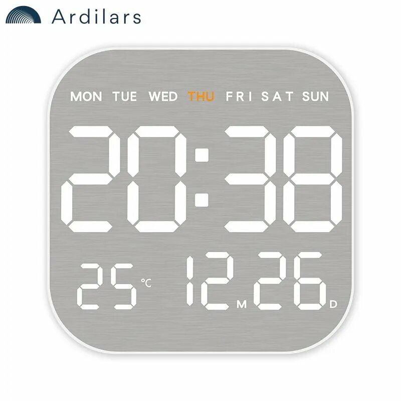 Часы настенные Ardilars, плавный ход, арабские цифры, электронные, серые
