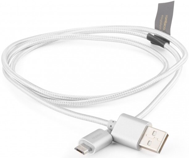 Кабель Rombica Twist Silver, USB - micro USB, 1м, серебристый