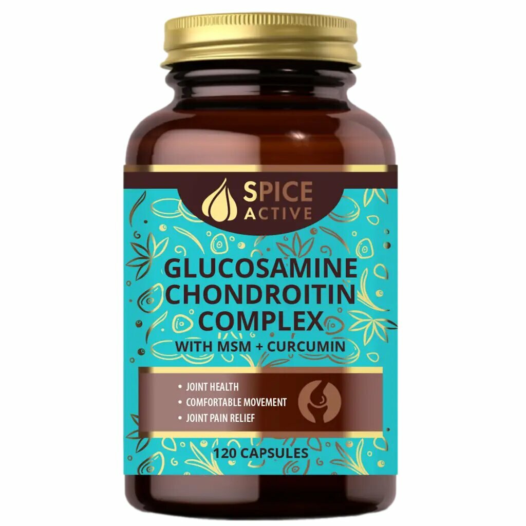 Спайс Актив/Spice Active Глюкозамин Хондроитин Комплекс МСМ и куркумином / Glucosamine Chondroitin complex with MSM + curcumin капсулы по 0,75 г 120 шт