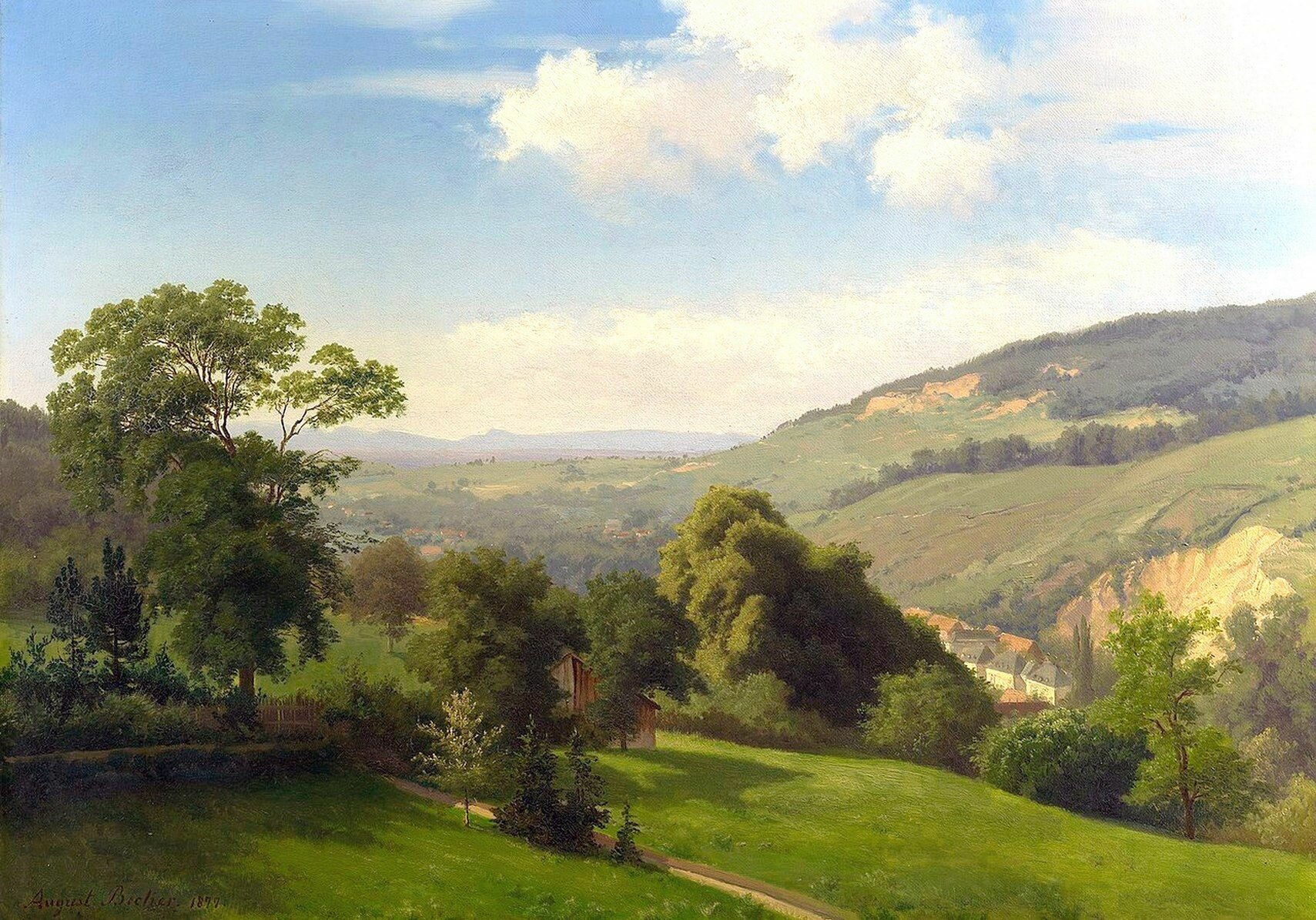 Картина Августа Беккера Вид с виллы Гогенлоэ 60х42 см