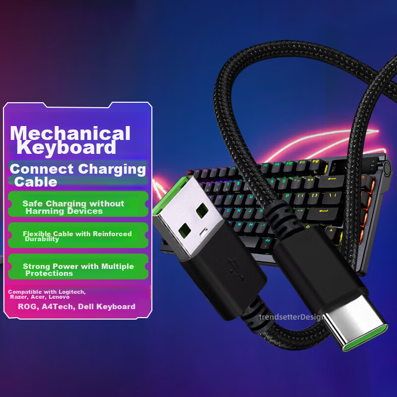 Chuanfan Mechanical Keyboard Cable, Type-C Charging Cable, Suitable for Aishitou Fe87, Macro, Aigo, VGN, Wolf Spider, Daulou, RK, Fankoo, Logitech, Razer ROG, Lenovo Data Cable